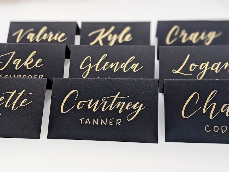 Black Place Cards Handwritten Place Cards Wedding Place - Etsy