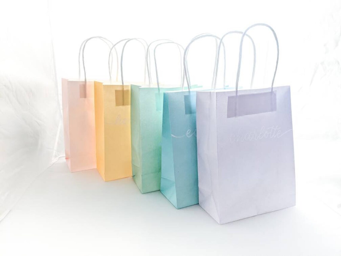 Rainbow gift bags Custom gift bags pastel gift bags baby | Etsy