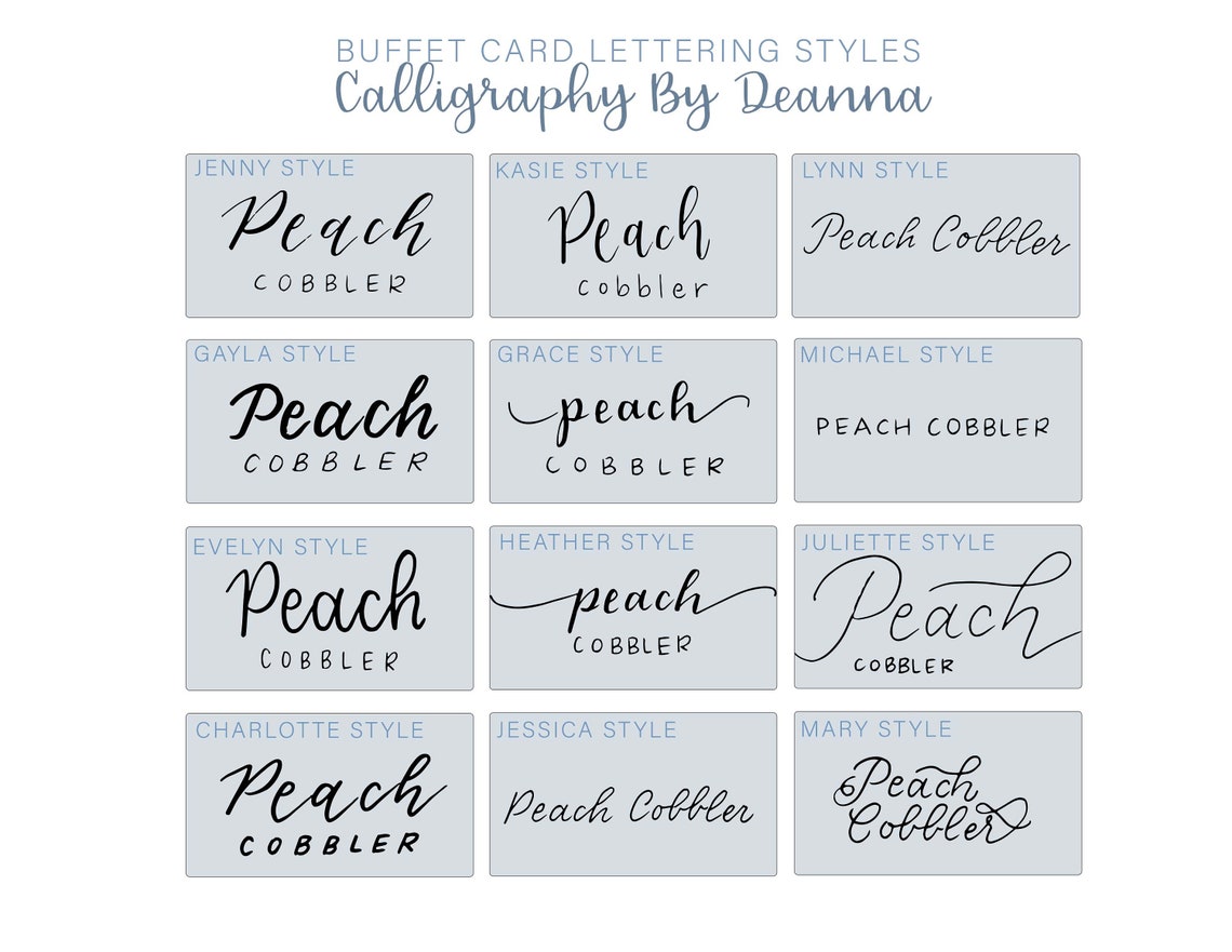 Calligraphy Buffet Cards Wedding Buffet Labels Wedding - Etsy