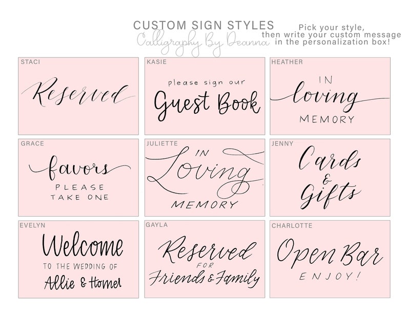 Custom Calligraphy Sign in Loving Memory Sign Wedding - Etsy