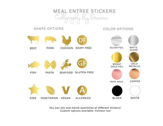 Paper Paper & Party Supplies Wedding Meal stickers Meal Choice stickers ...