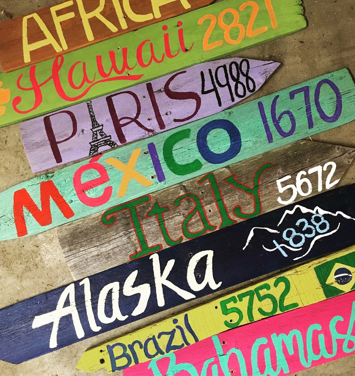 8 Personalized Wooden Destination Sign-custom Place Name & Distance ...