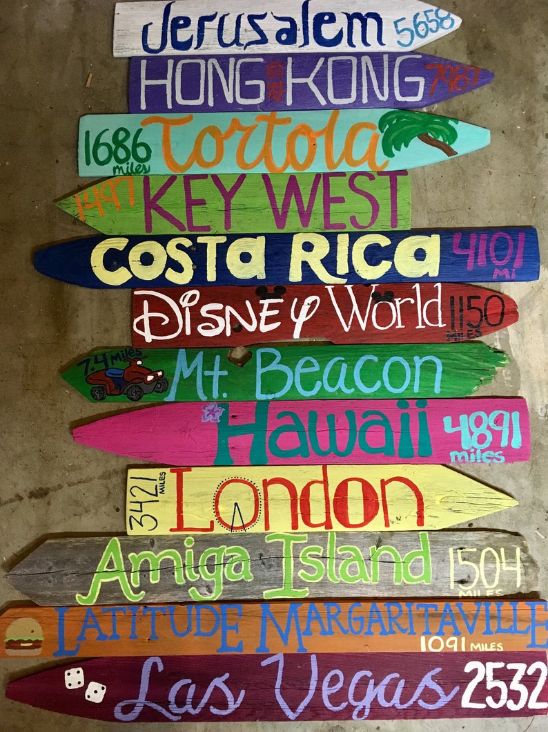 12 Custom Destination Mileage Signs for Directional Post | Etsy