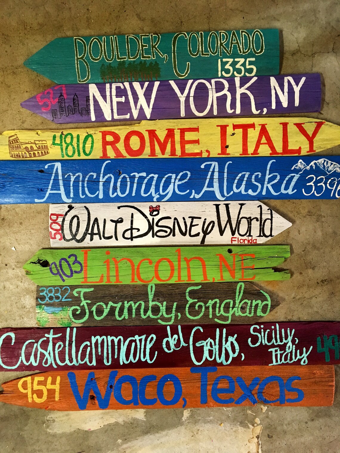 9 Personalized Wooden Destination Sign-custom Place Name & Distance ...