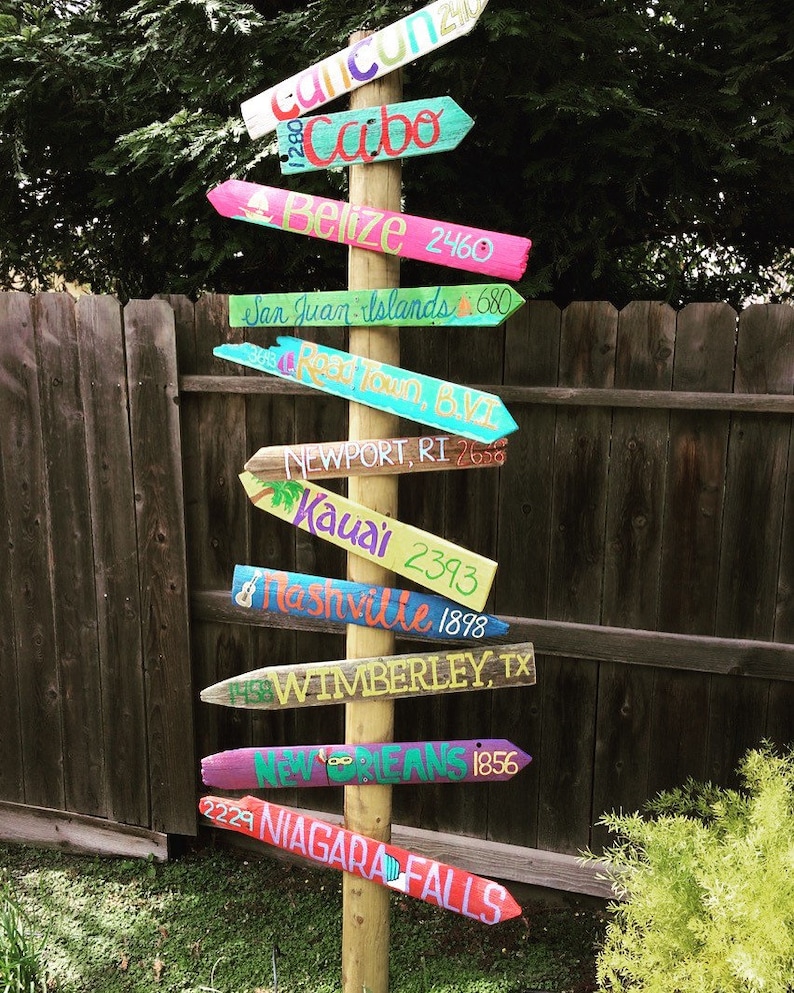 12 Custom Destination Mileage Signs for Directional Post | Etsy