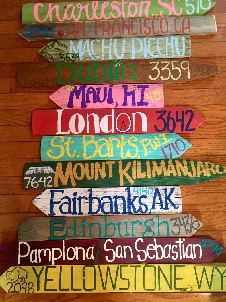 12 Custom Destination Mileage Signs for Directional Post | Etsy