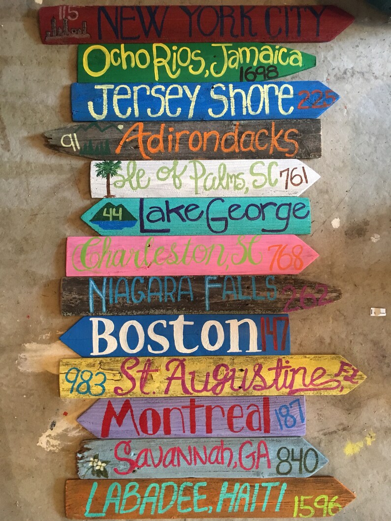 12 Custom Destination Mileage Signs for Directional Post | Etsy