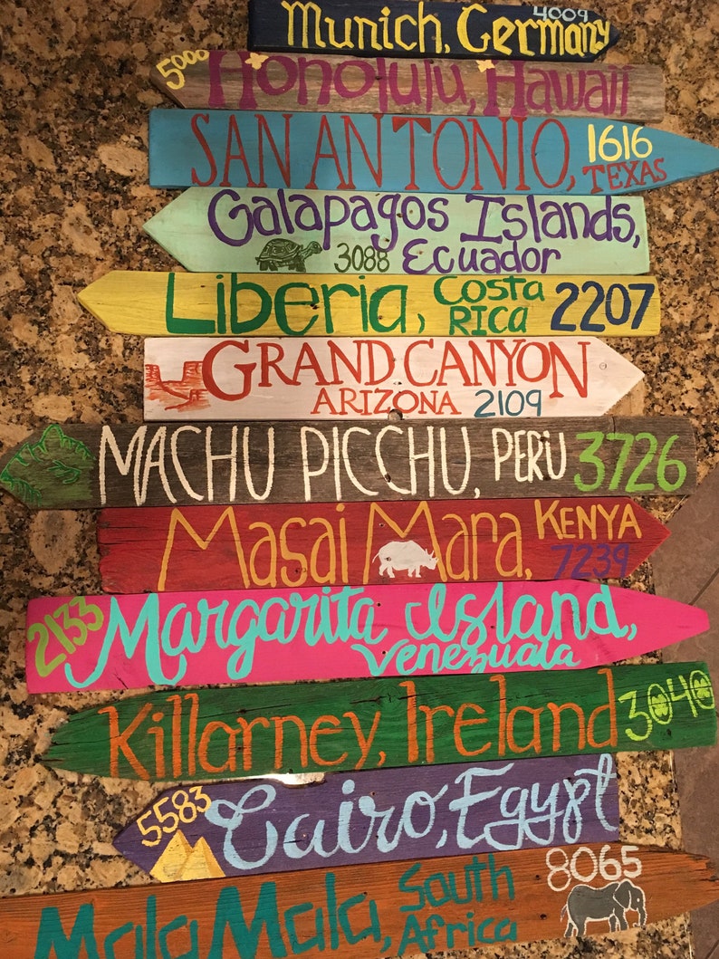 12 Custom Destination Mileage Signs for Directional Post | Etsy