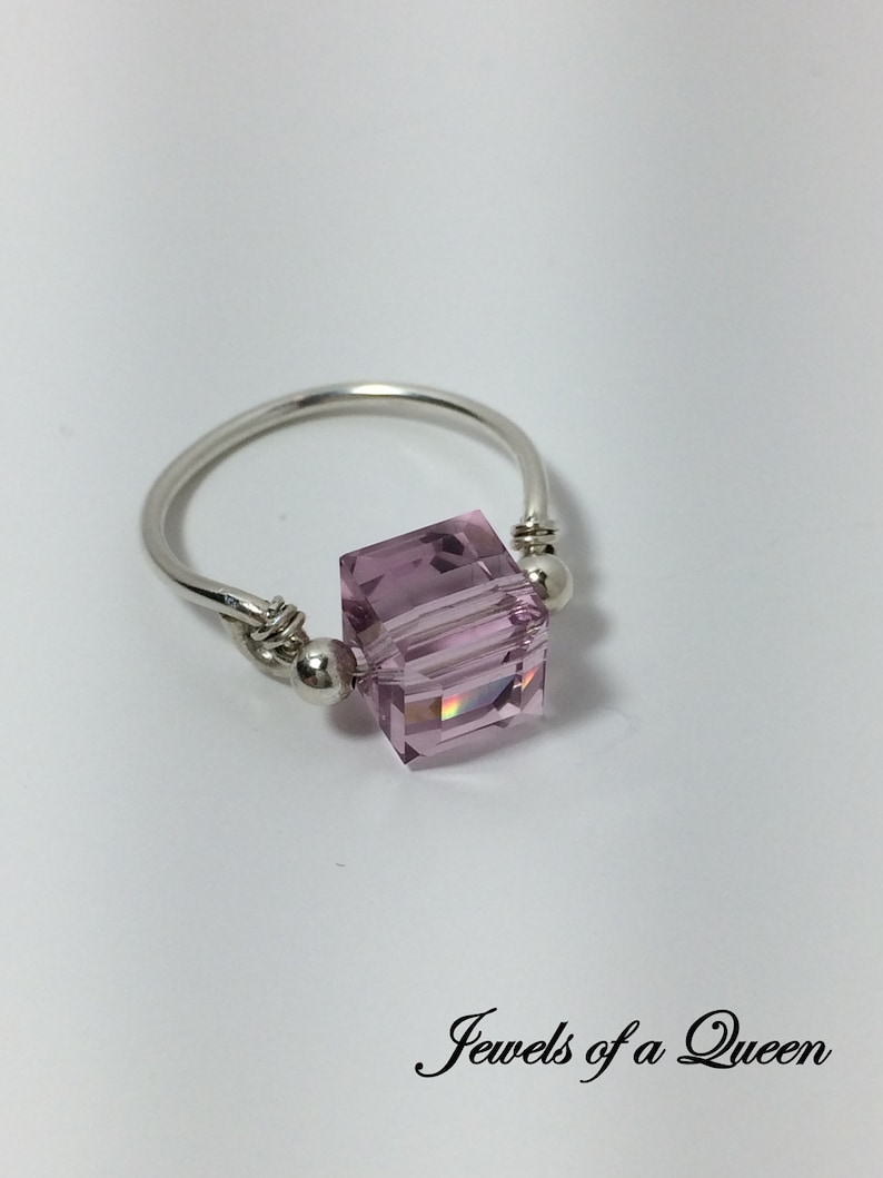 Light Amethyst Ring Swarovski Crystal Ring Wire Wrapped - Etsy