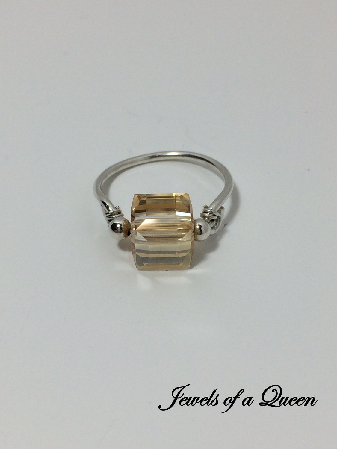 Golden Shadow Ring Swarovski Crystal Ring Wire Wrapped Ring Handmade ...