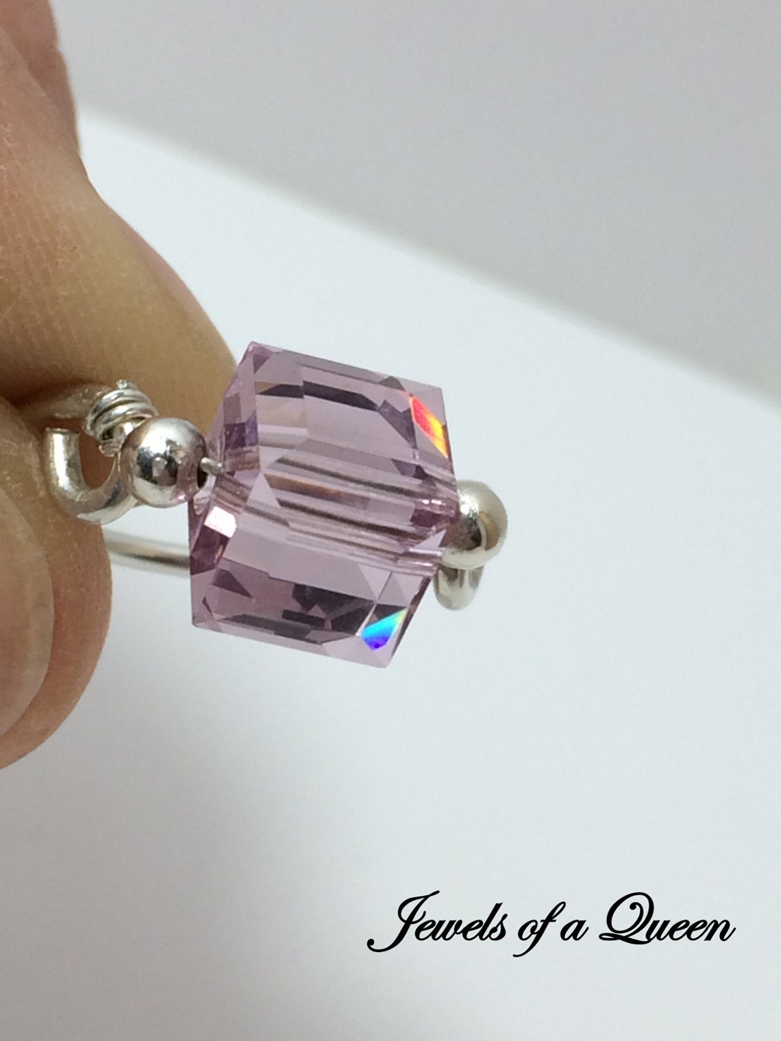 Light Amethyst Ring Swarovski Crystal Ring Wire Wrapped - Etsy