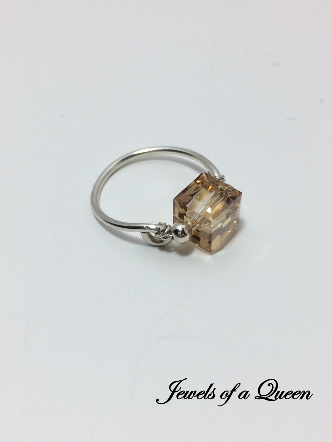 Golden Shadow Ring ~ Swarovski Crystal Ring ~ Wire Wrapped Ring ...