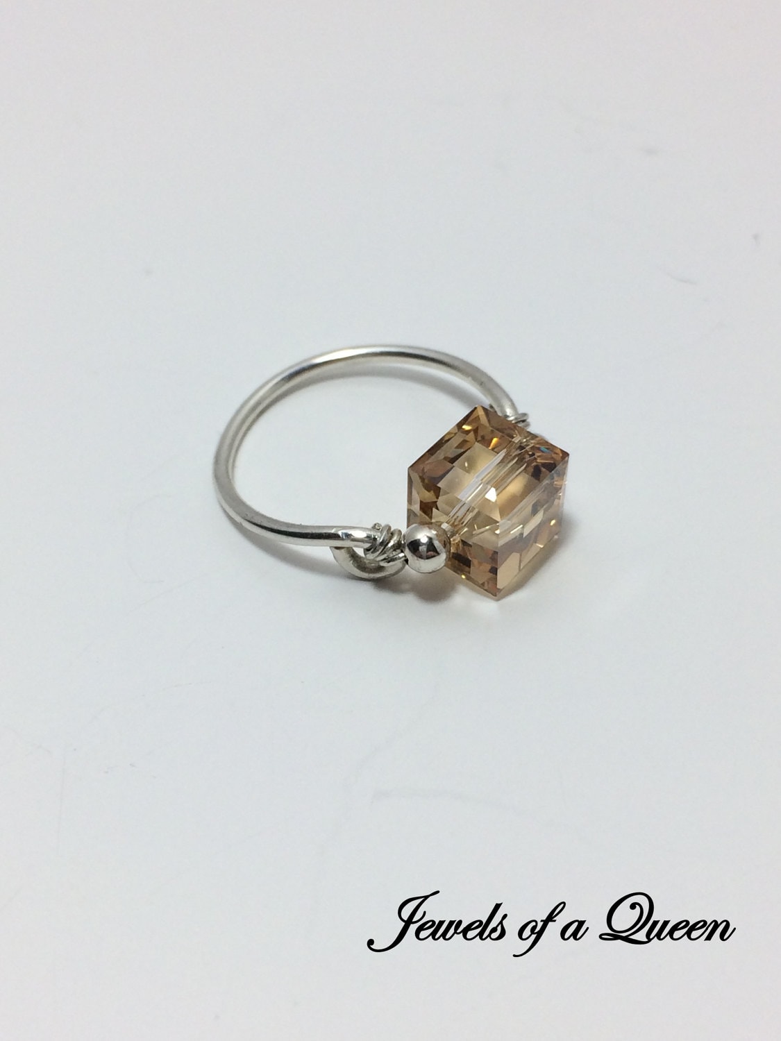 Golden Shadow Ring Swarovski Crystal Ring Wire Wrapped Ring Handmade ...