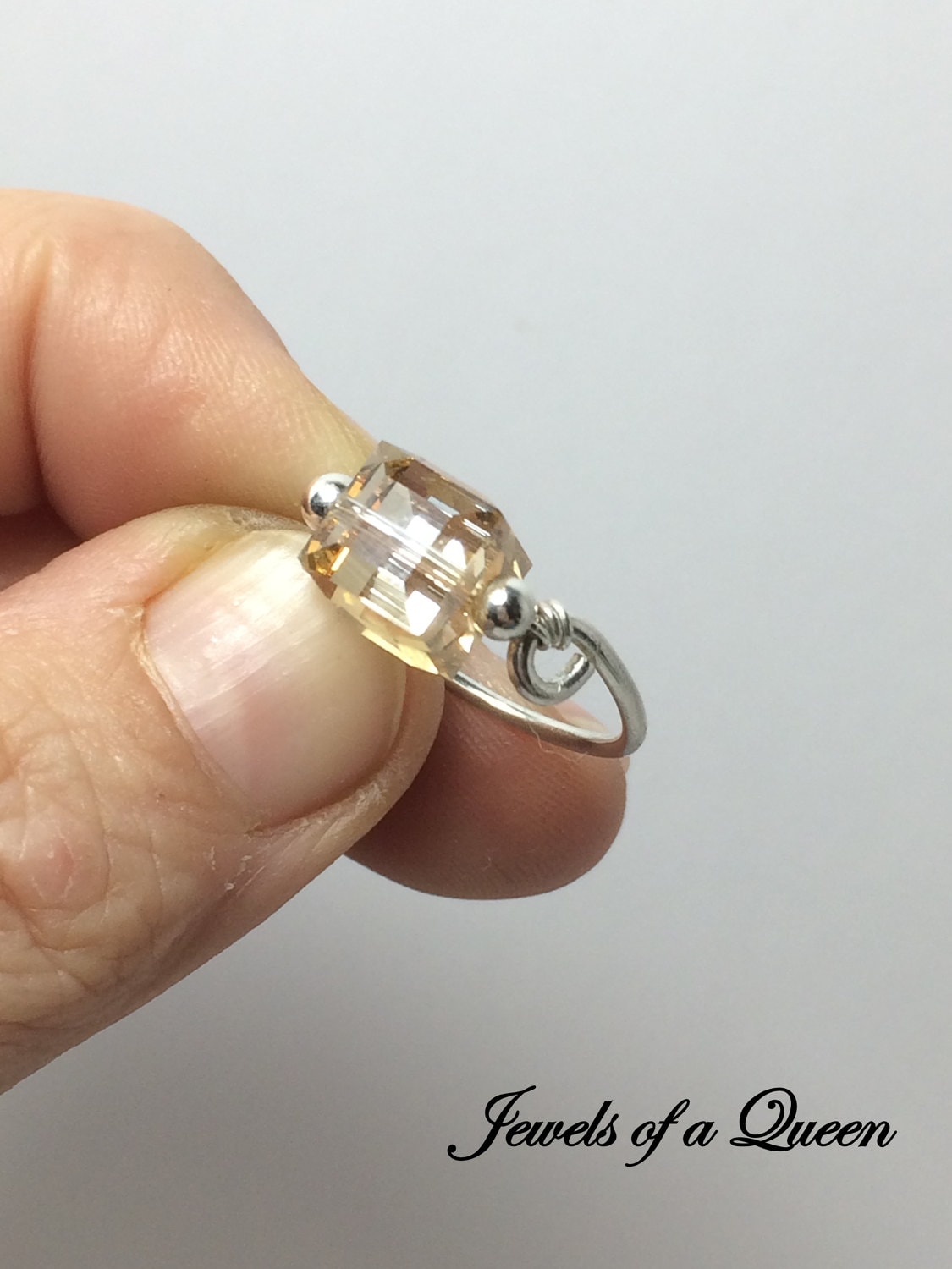 Golden Shadow Ring Swarovski Crystal Ring Wire Wrapped Ring Handmade ...