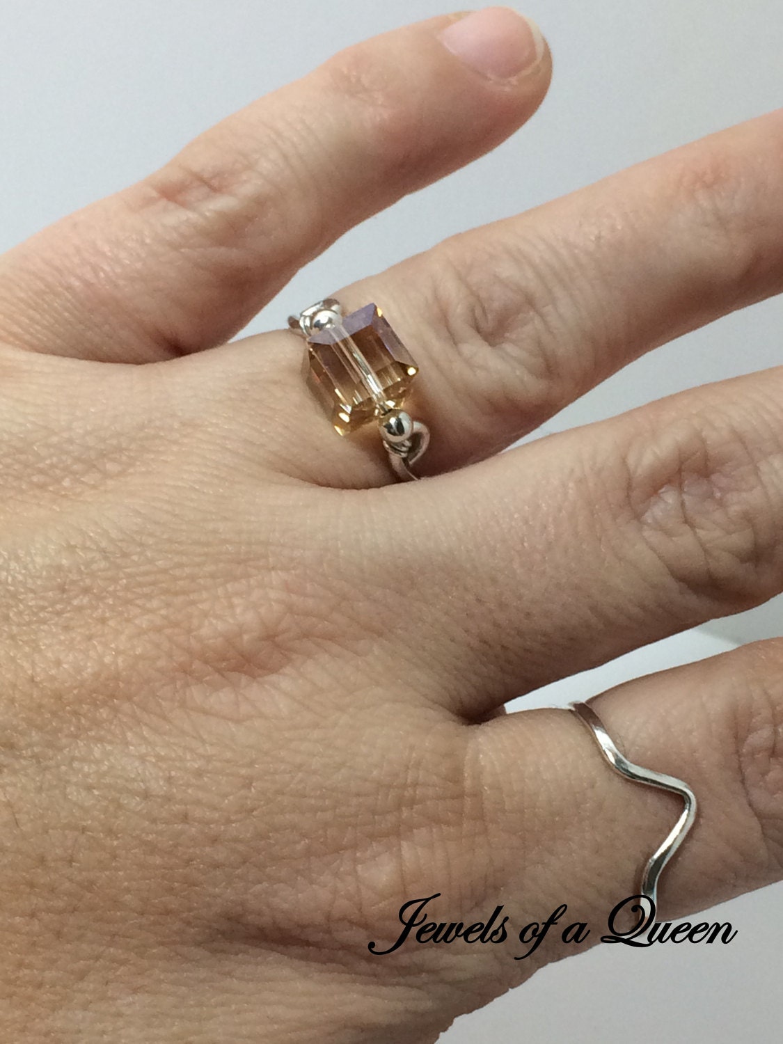 Golden Shadow Ring ~ Swarovski Crystal Ring ~ Wire Wrapped Ring ...