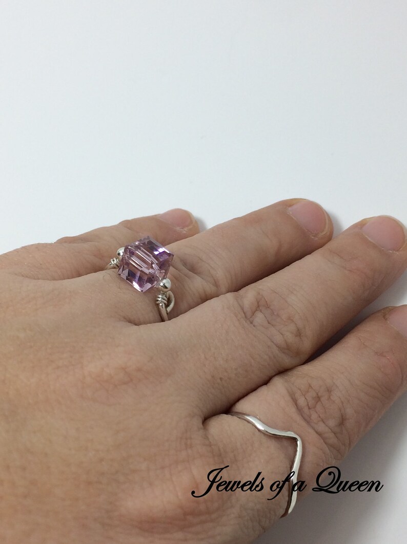 Light Amethyst Ring Swarovski Crystal Ring Wire Wrapped - Etsy