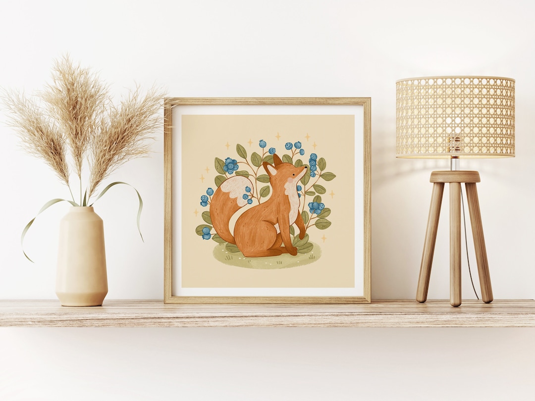 Blueberry Fox Art Print - Etsy