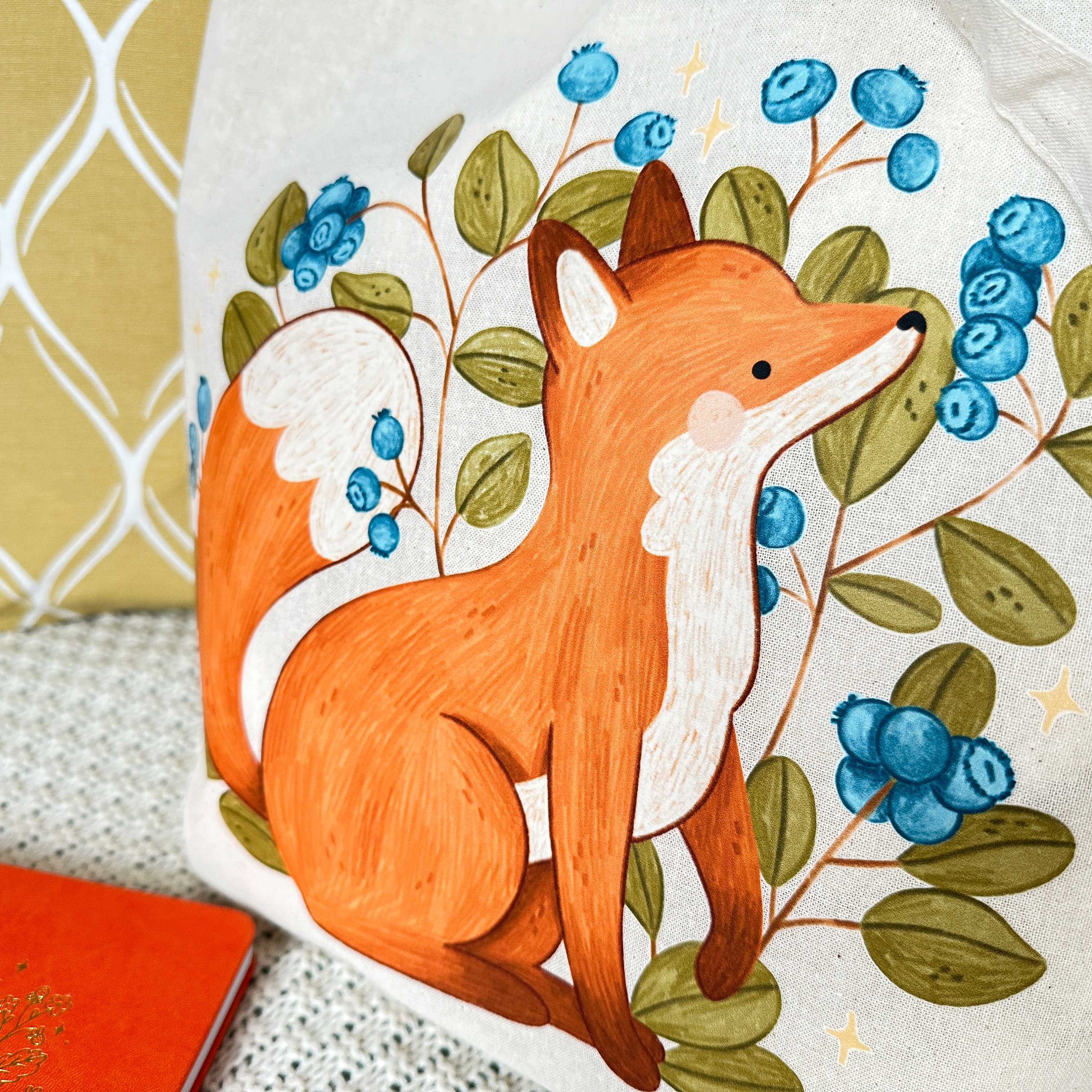 Blueberry Fox Tote Bag - Etsy