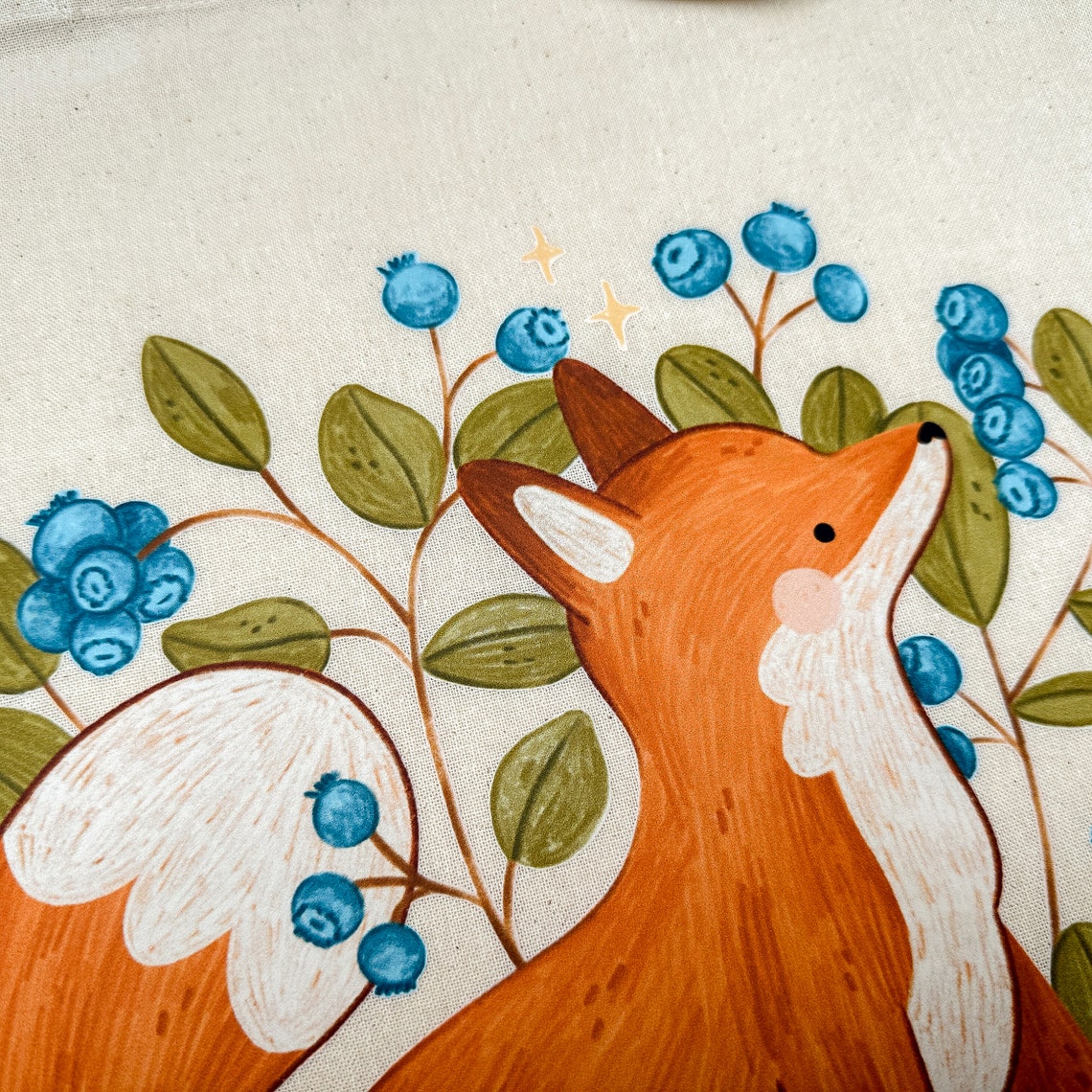 Blueberry Fox Tote Bag - Etsy