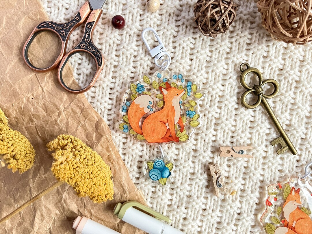 Blueberry Fox Acrylic Keychain - Etsy