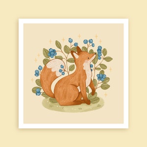 Blueberry Fox Art Print - Etsy