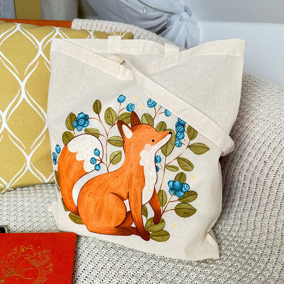 Blueberry Fox Tote Bag - Etsy