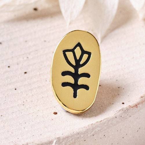 Folk Art Flower Pin Gold Square Enamel Badge Quilting Gift - Etsy