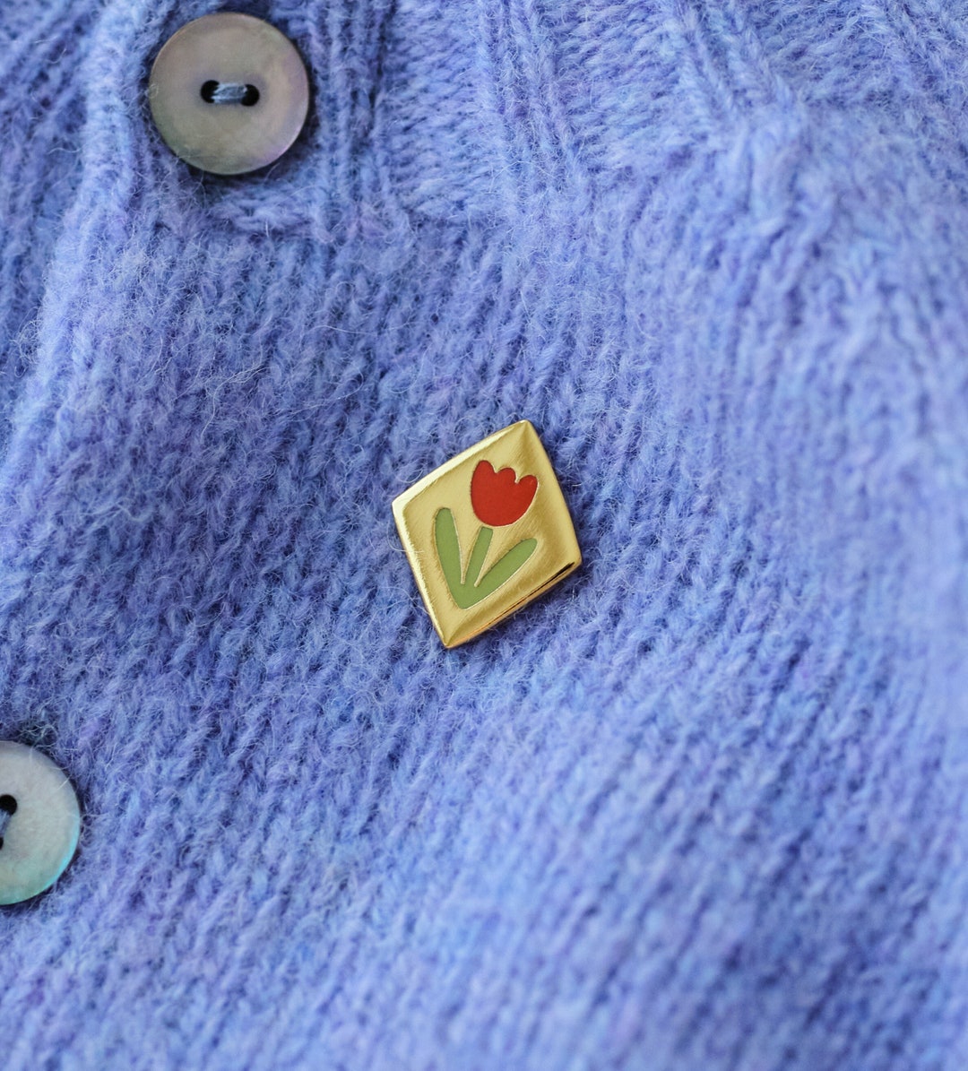 Tulip Flower Pin, Gold Enamel Badge, Lapel Brooch - Etsy