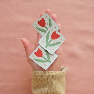 Tulip Holographic Glitter Sticker, Vinyl Flower Illustration - Etsy