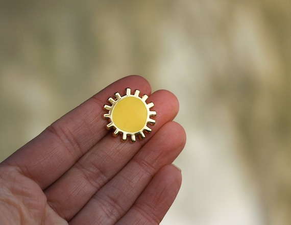 Sun Pin Badge Yellow Ray of Sunshine Enamel Pin Wellness - Etsy