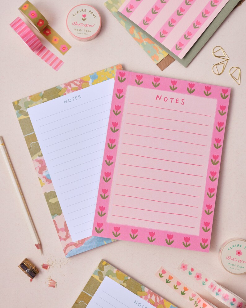 A5 Notepad - Pink Tulips - Notes, Daily Planner, to Do List - Etsy