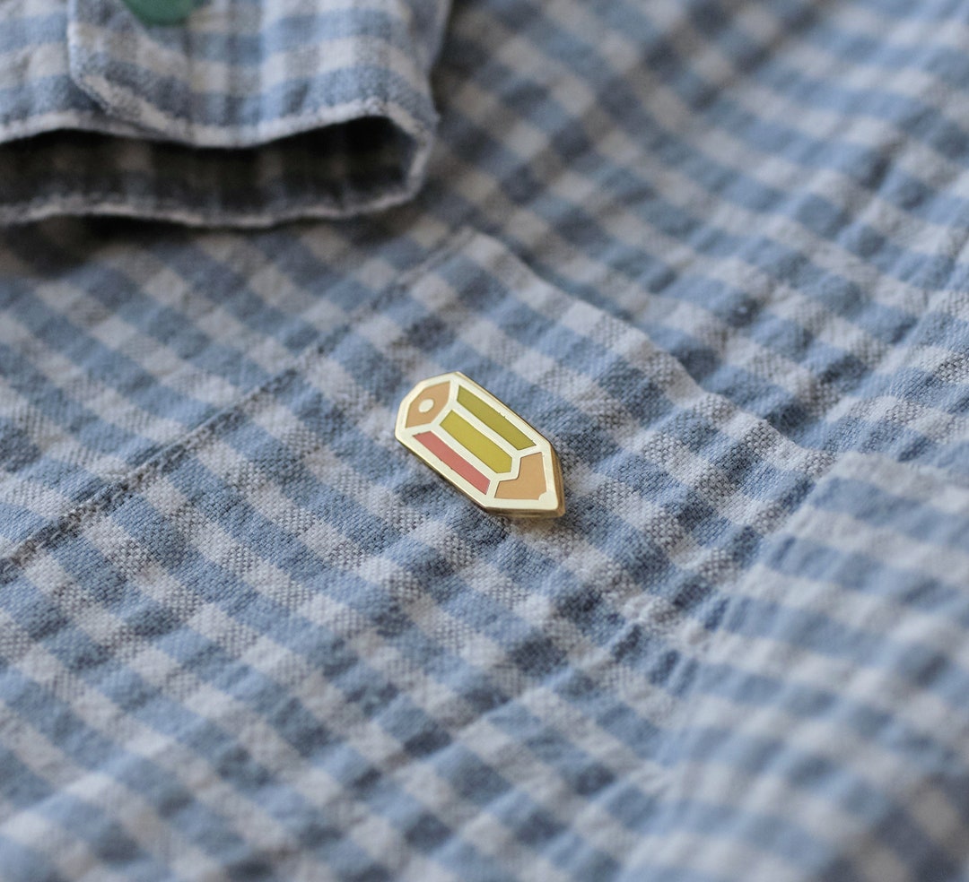 Pencil Pin Badge, Pastel Colours and Gold Enamel Pin, Artist, Creative ...