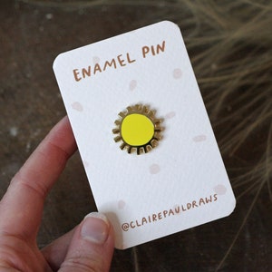 Sun Pin Badge, Yellow Ray of Sunshine Enamel Pin, Wellness Motivational ...
