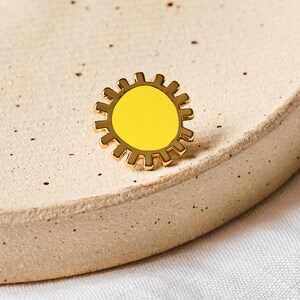 Sun Pin Badge, Yellow Ray of Sunshine Enamel Pin, Wellness Motivational ...