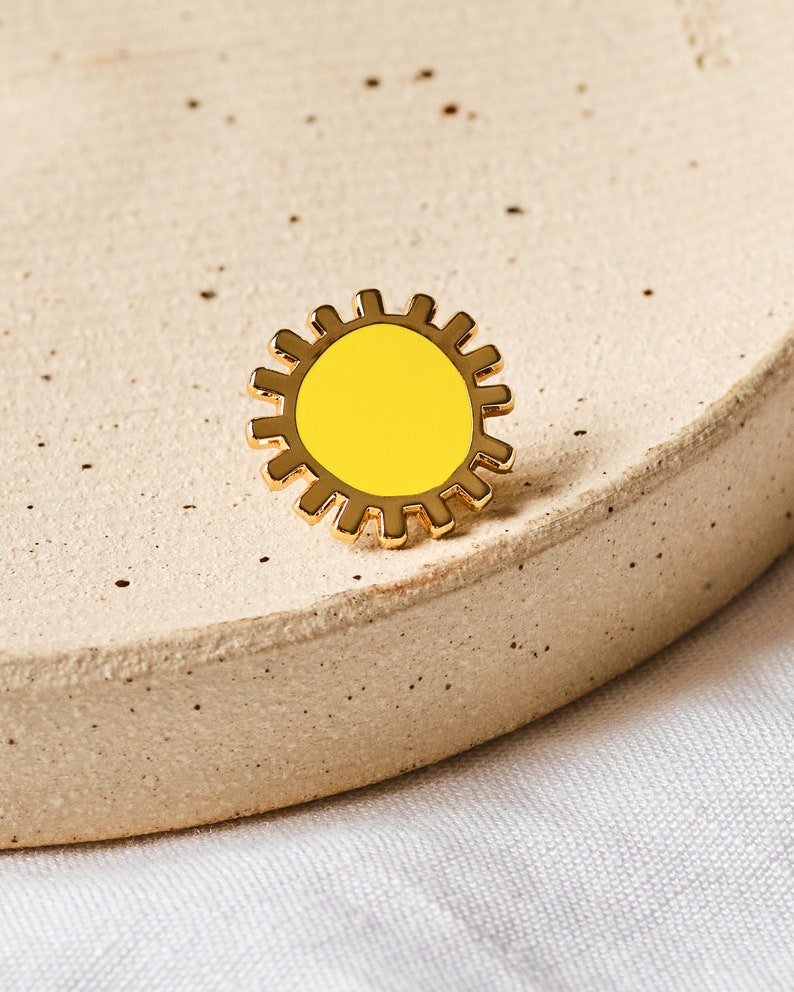 Sun Pin Badge Yellow Ray of Sunshine Enamel Pin Wellness - Etsy