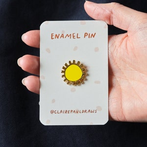 Sun Pin Badge, Yellow Ray of Sunshine Enamel Pin, Wellness Motivational ...