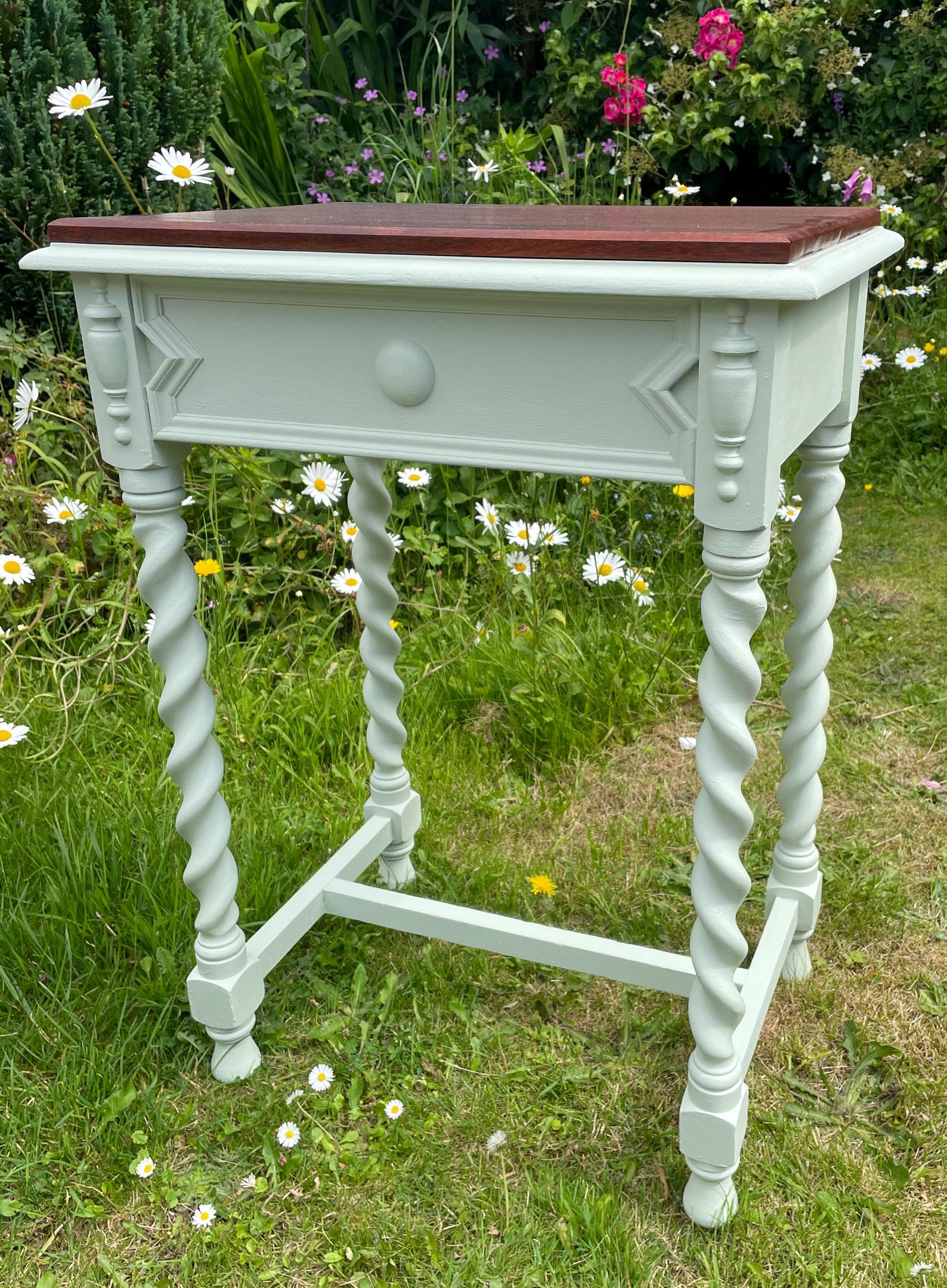 Upcycled Wood Barley Twist Occasional Side/hall Table With SOLID ...