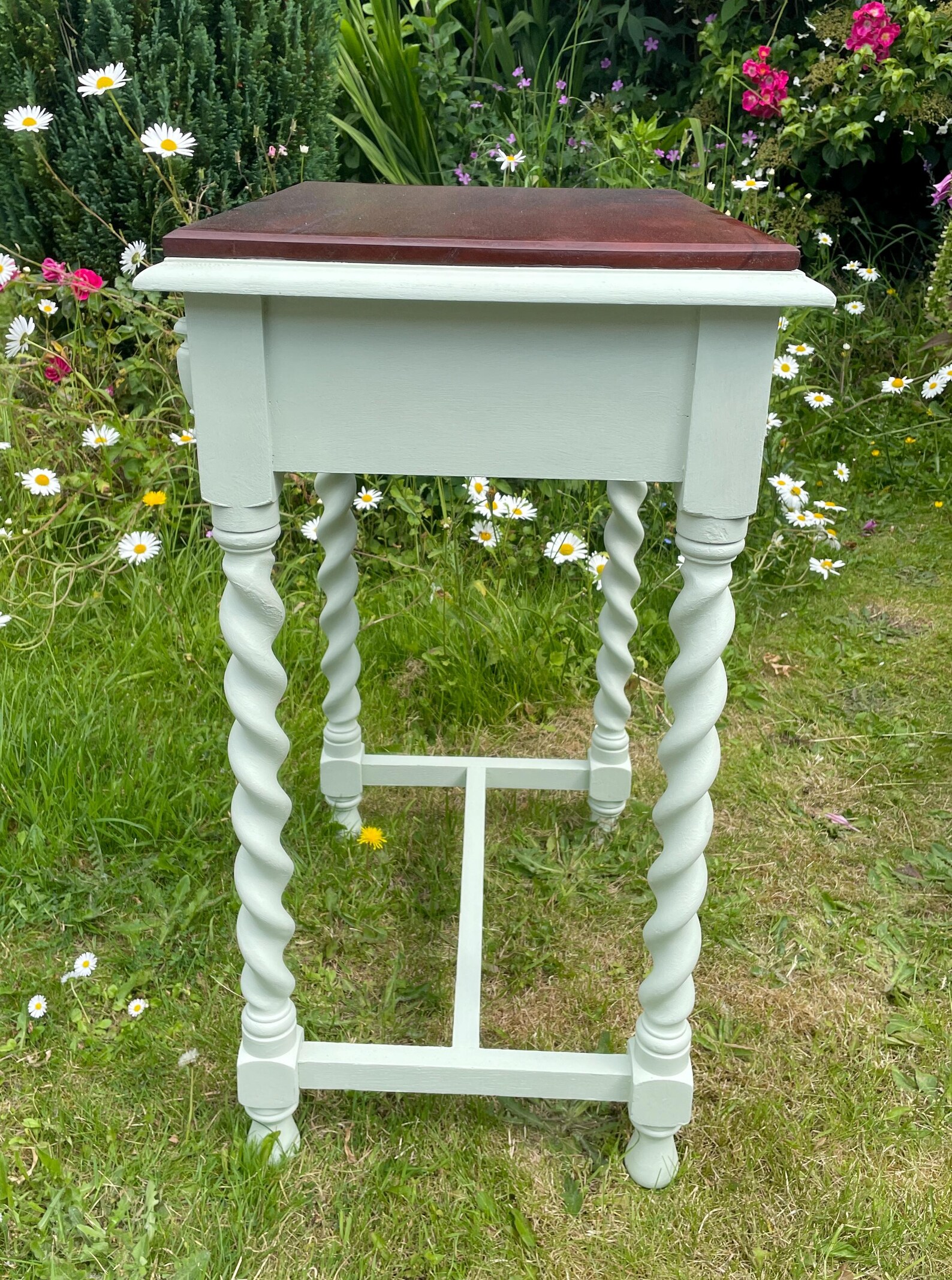 Upcycled Wood Barley Twist Occasional Side/hall Table With SOLID ...