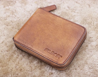 Wallet Personalized Monogrammed WalletMen's leather | Etsy