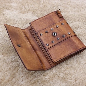 Rivets Leather Wallet Slim Wallet Personalized Leather | Etsy