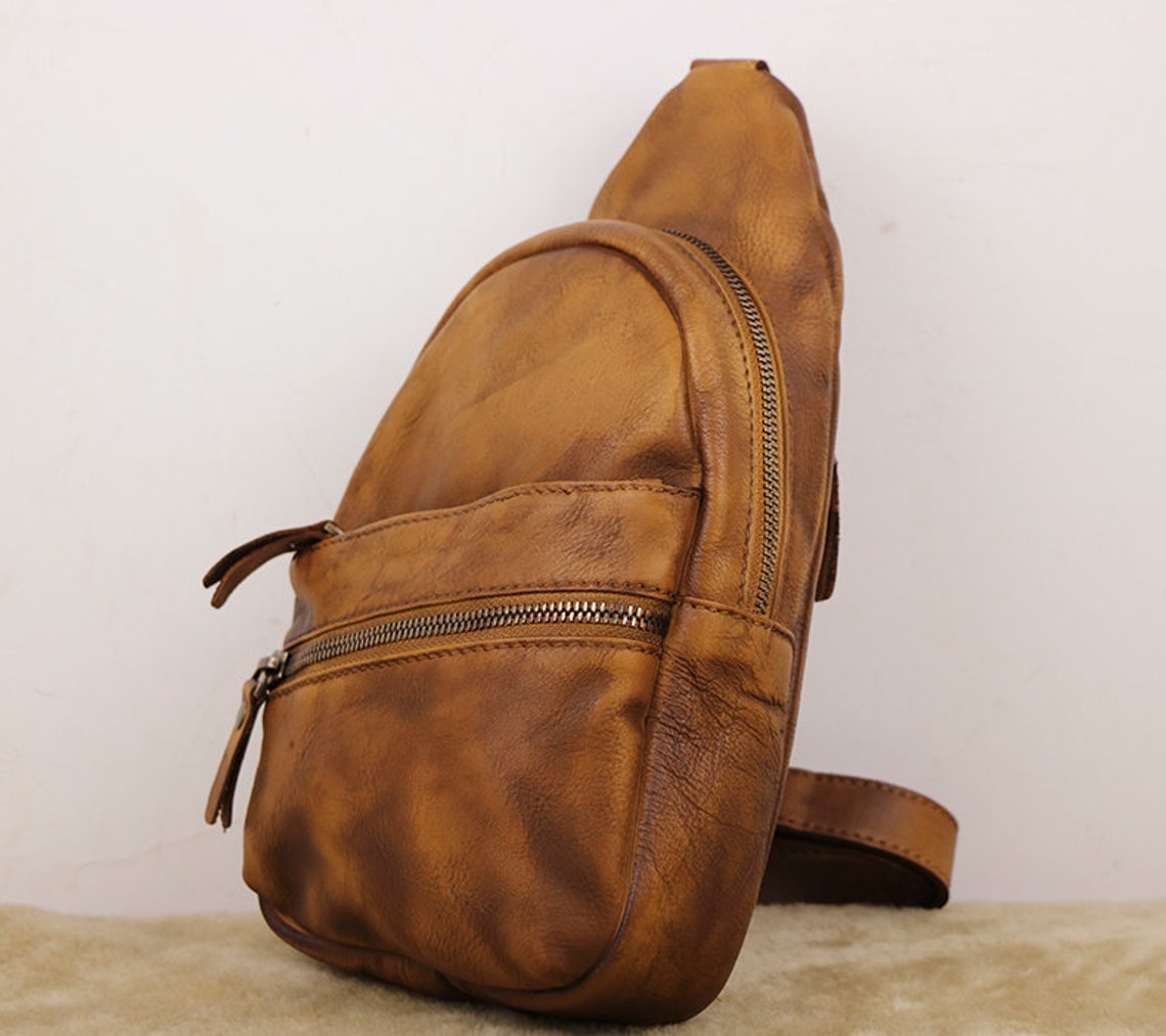 Leather Sling Bag Leather Backpack Womens Shoulder Bag - Etsy