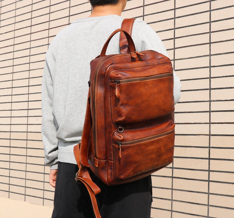 Personalized Leather Backpack Laptop Backpack 17 inch laptop | Etsy