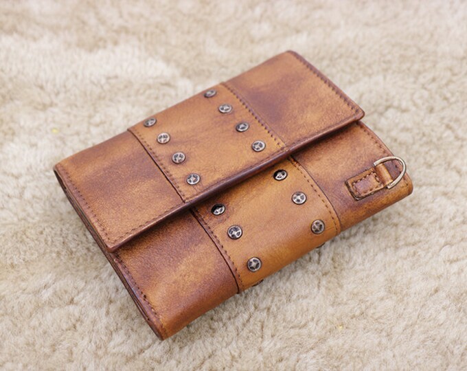 Rivets Leather Wallet, Slim Wallet, Personalized Leather Wallet ...