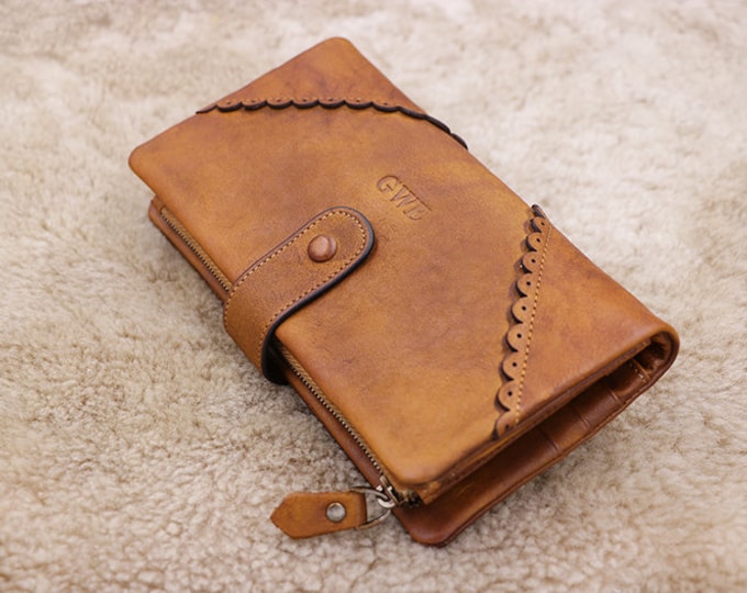 Leather Wallet Woman, Brown Leather Wallet, Women's Wallet, Leather ...