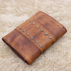 Rivets Leather Wallet Slim Wallet Personalized Leather | Etsy