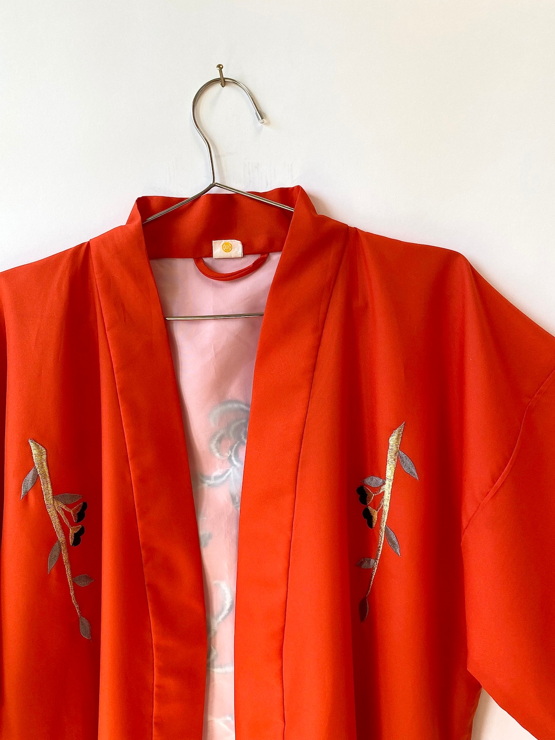 Embroidered Red Kimono - Etsy
