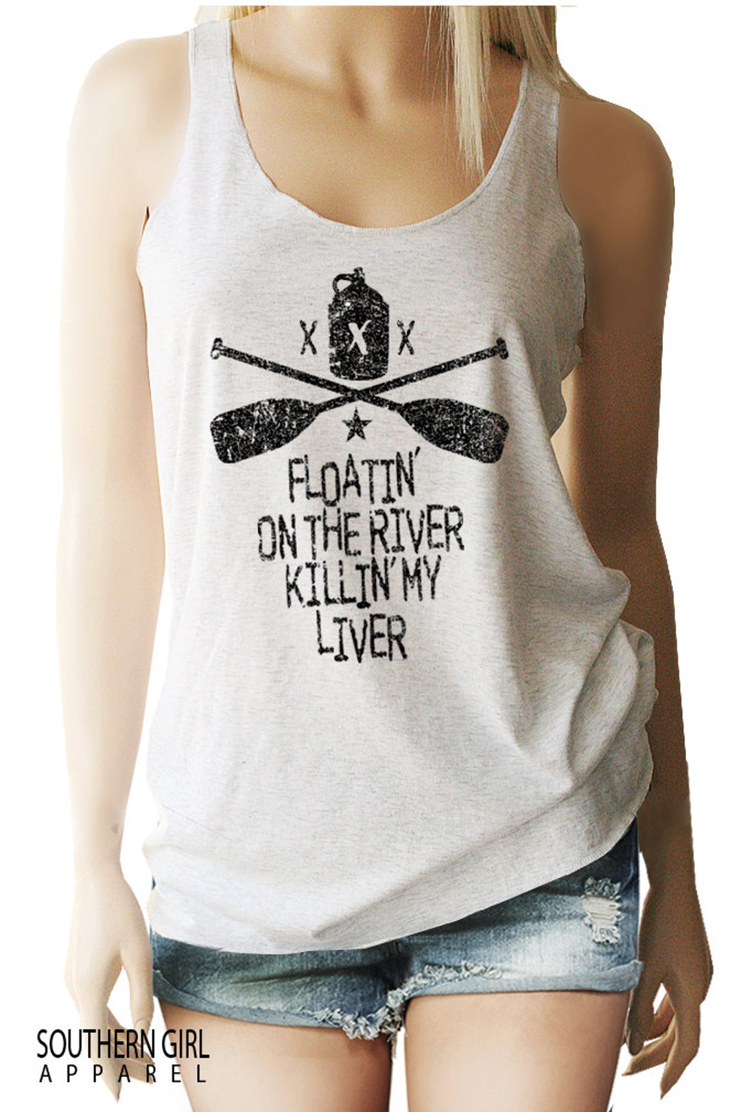 Women's River Shirts. Floatin' the River Killin' My Liver Racerback Top ...