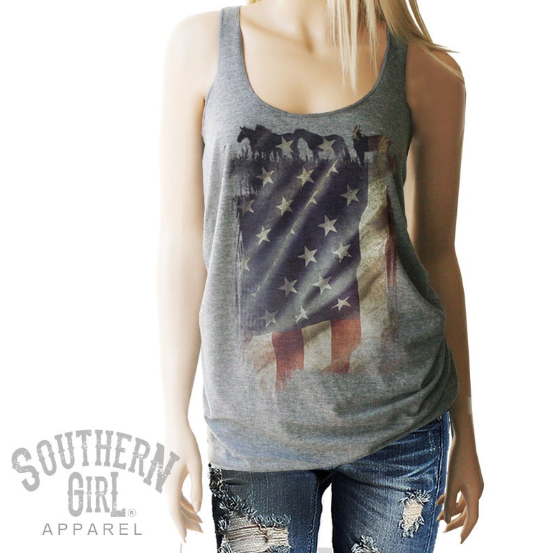 American Flag Tank. American Flag With Horses. Red White & - Etsy