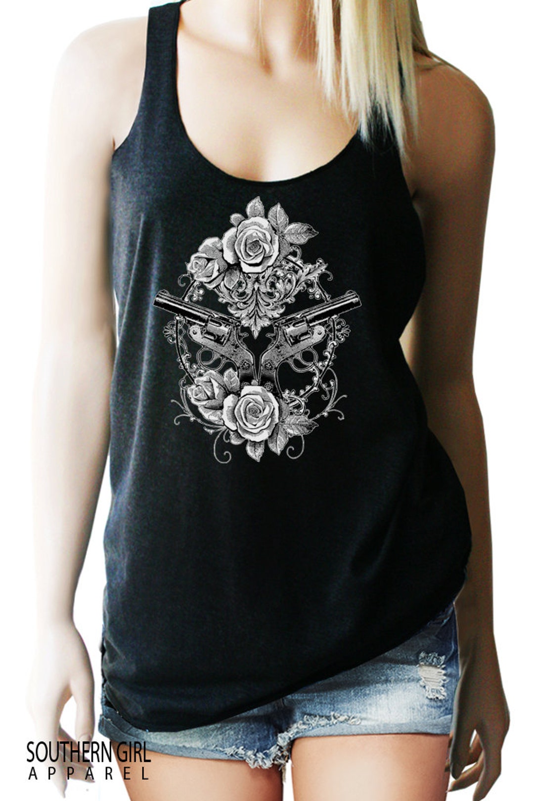 Guns. Roses. Roses and Guns. Guns With Roses. Festival Tank. Womens Gun ...