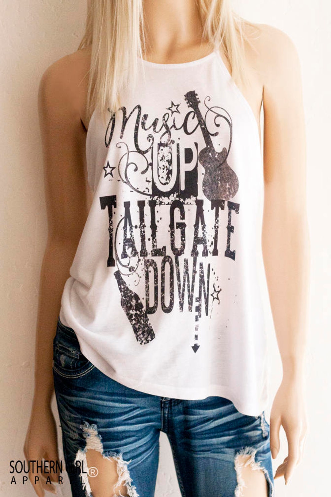 Country Shirts. Women's Country. Music up Tailgate Down High Neck Tank ...
